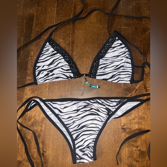 Source Unknown | Swim | Nwot Sexy Skimpy Zebra Animal Print Lace ...
